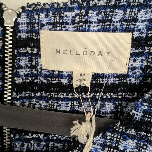 MELLODAY | Tops | Nwt Melloday 34 Sleeve Structured Tweed Top Blue ...